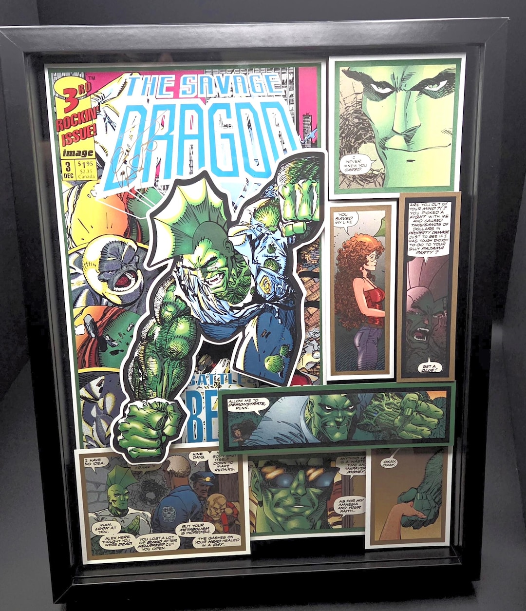 Savage Dragon Comic Book Shadow Box Art: Signed by Erik Larsen, Indie ...
