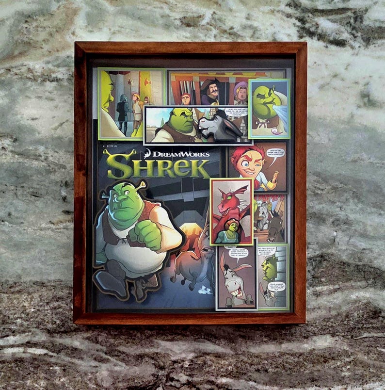 Shrek and Donkey Comic Book Shadow Box Art, Collectible Wall Decor - Etsy