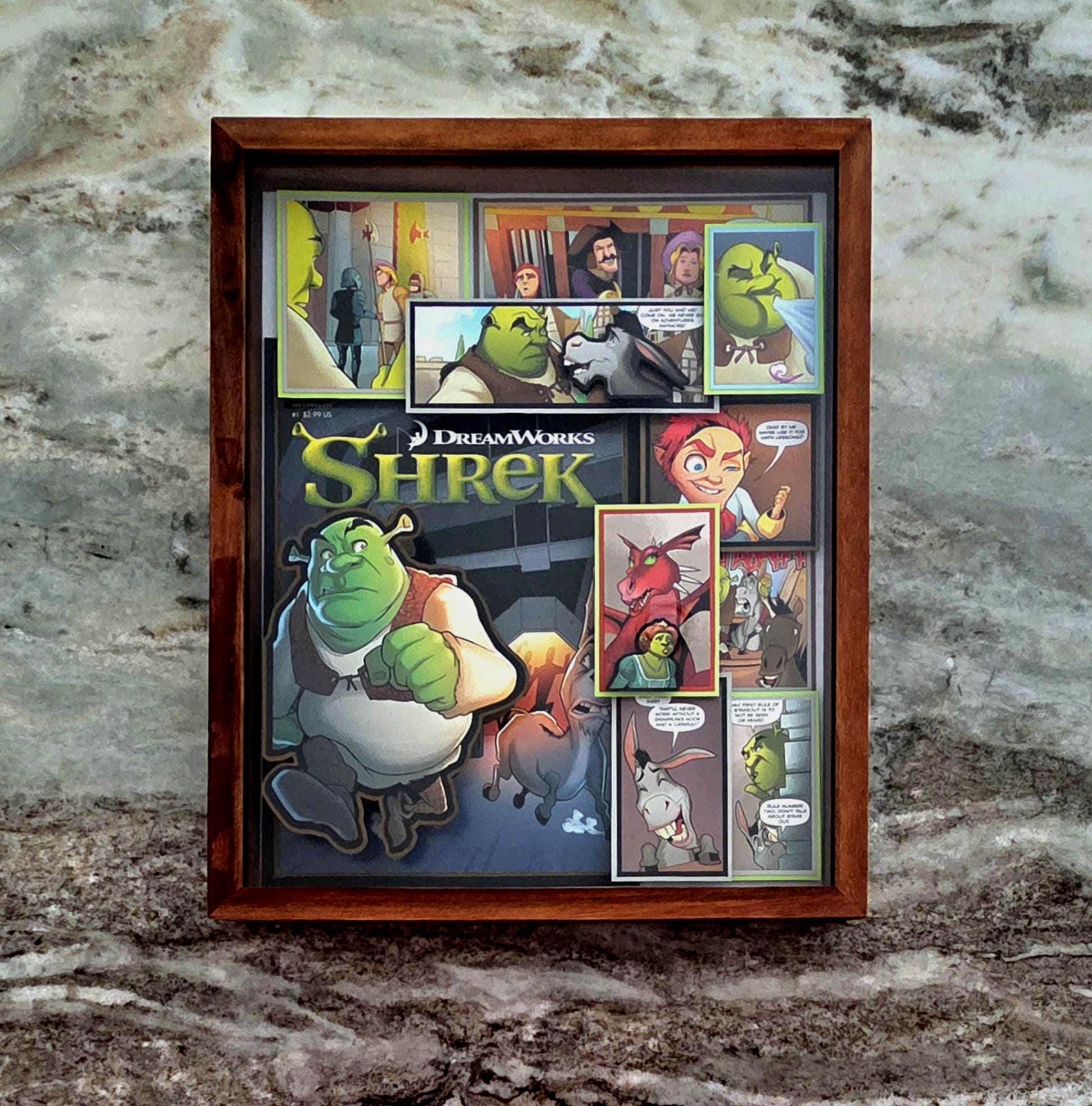 Shrek and Donkey Comic Book Shadow Box Art, Collectible Wall Decor - Etsy