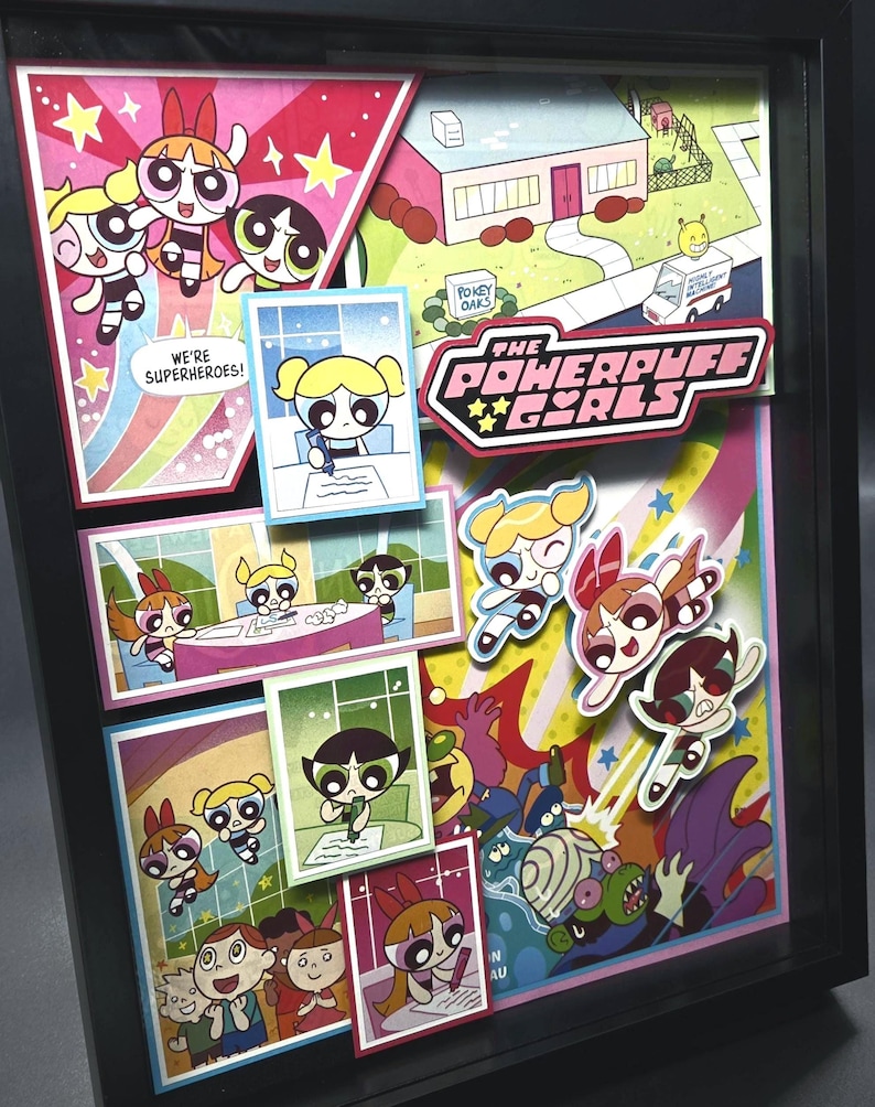 Powerpuff Girls Custom Shadow Box, Original Comic Book Shadow Box ...