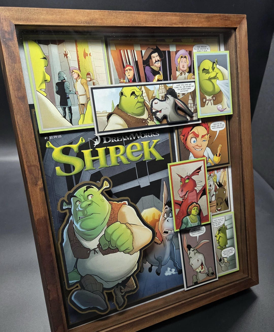 Shrek and Donkey Comic Book Shadow Box Art, Collectible Wall Decor - Etsy