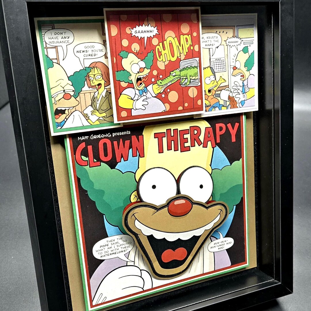 Krusty the Clown 3D Comic Book Shadow Box Art - Simpsons Collectible ...