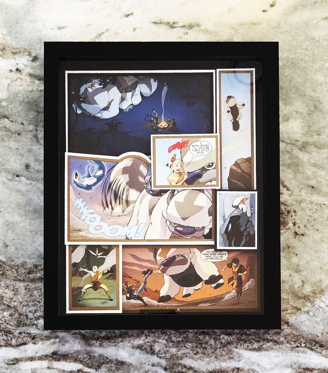 Avatar the Last Airbender Comic Book Shadow Box Art: Oppa and Momo ATLA ...