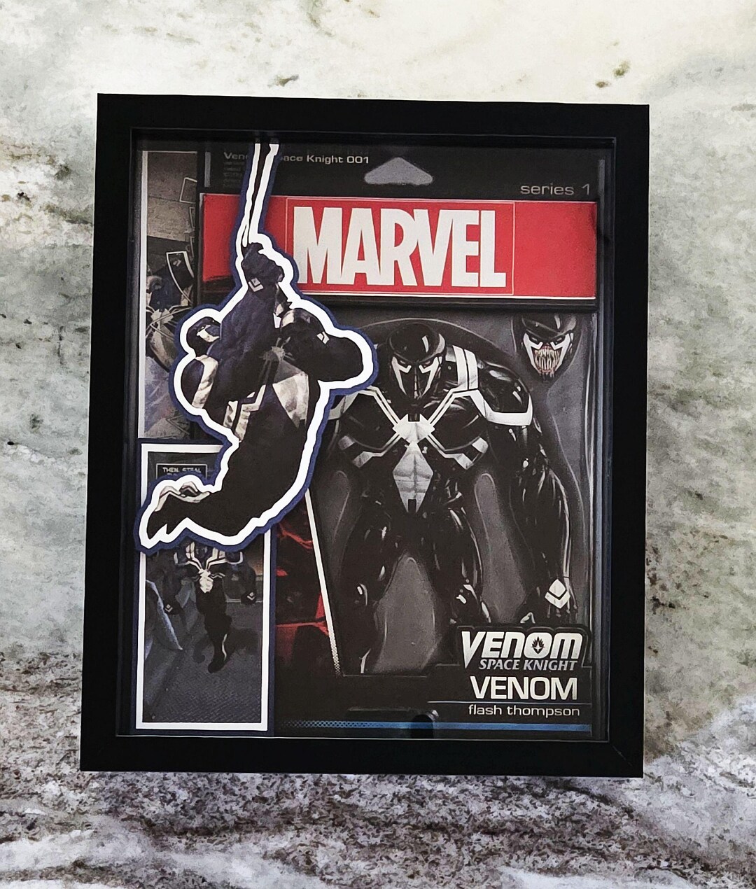 Agent Venom Comic Book Shadow Box Art: Marvel Action Figure Collectible ...
