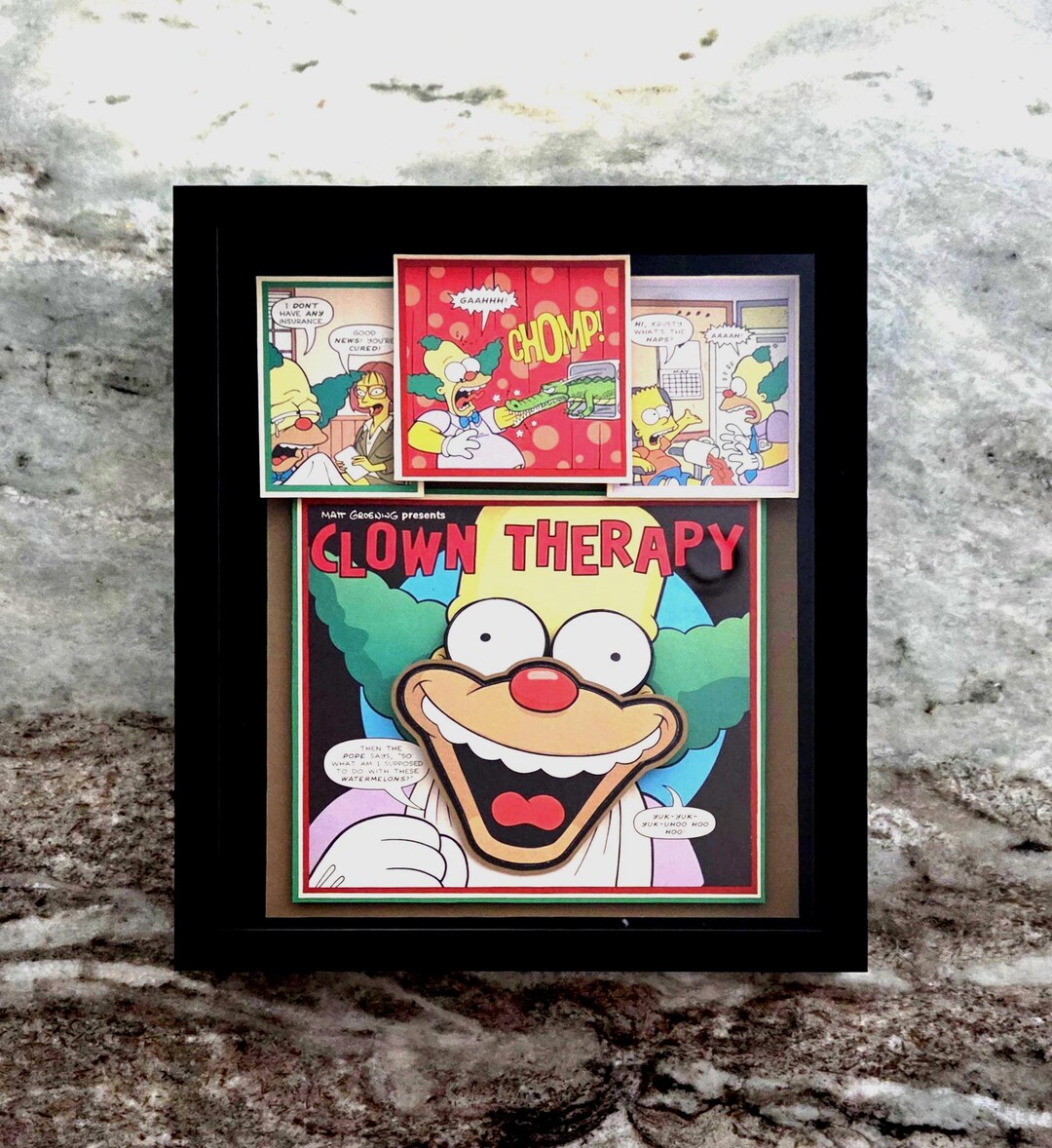 Krusty the Clown Comic Book Shadow Box Art: the Simpsons Collectible 3D ...