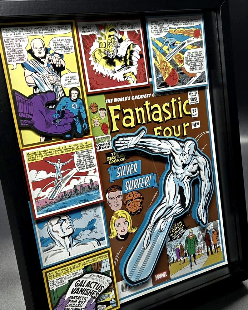 Fantastic Four #50 Comic Book Shadow Box Art: 3D Collectible Vintage ...