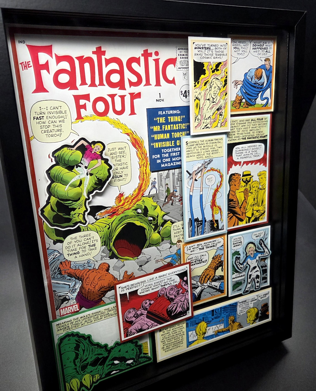 Fantastic Four #1 Comic Book Shadow Box Art: Collectible Vintage Wall ...