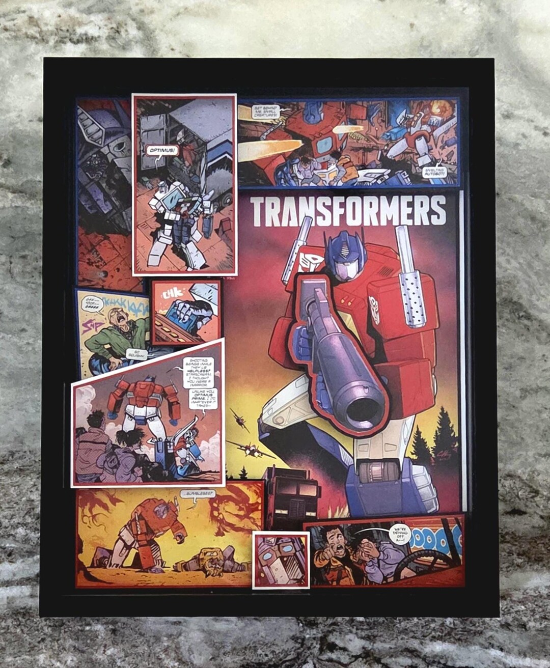 Transformers Comic Book Shadow Box Art: 3D Optimus Prime Autobot ...