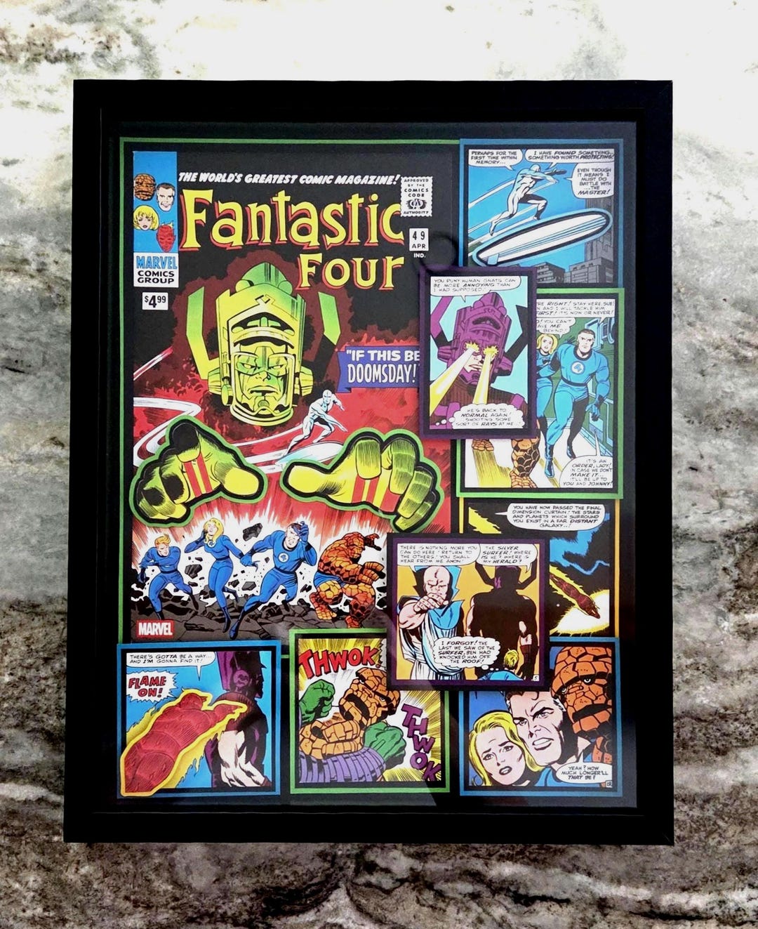 Fantastic Four Comic Book Shadow Box Art: 3D Collectible Wall Decor ...