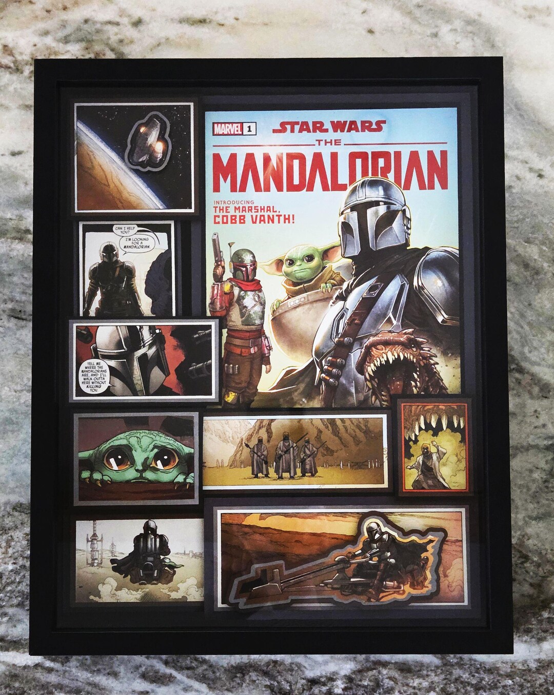Mandalorian Comic Book Shadow Box, 3D Star Wars Collectible Wall Art ...