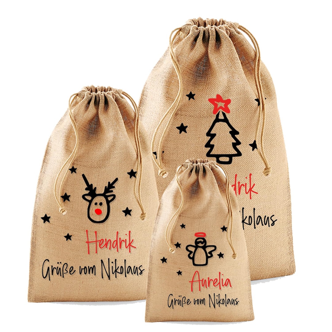 Santa Sack Jute Gnome Bags With Names Bag for Santa Claus Christmas ...