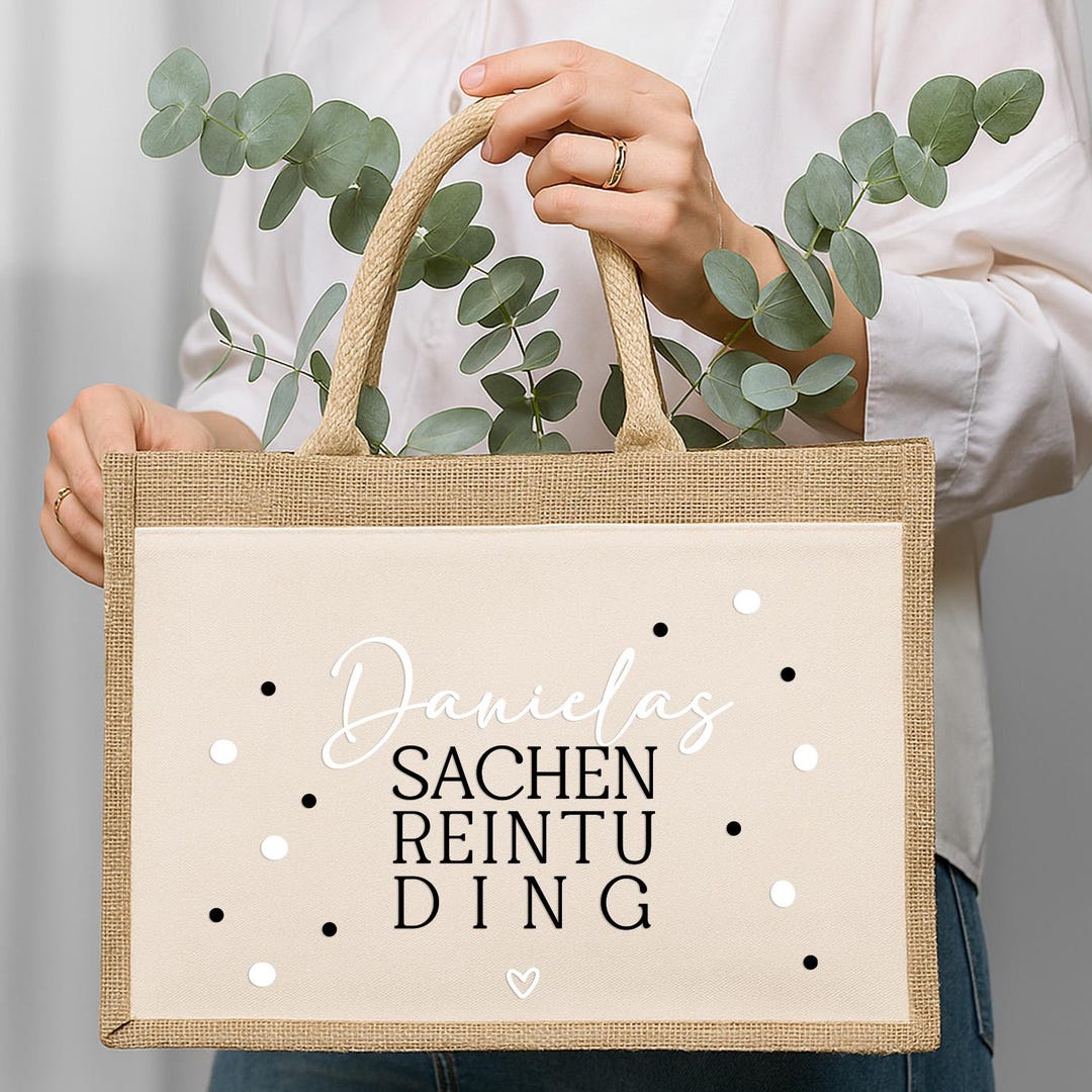Personalisierte Jutetasche „Sachen Reintuding“ | Stofftasche mit Name ...