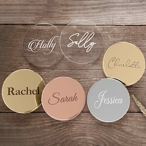Engraved Wedding Place Names Mirrored Place Cards Rose Gold Place Names ...