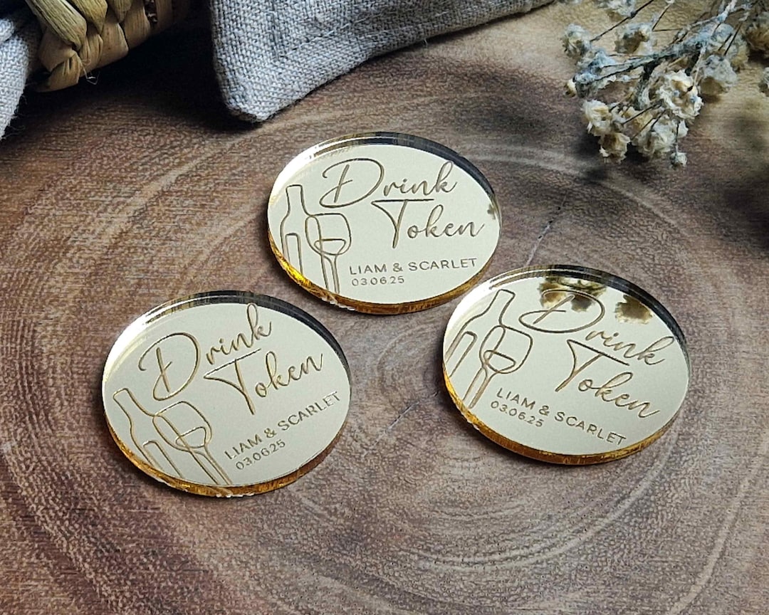 Free Drink Wedding Favour Token for Guests Custom Personalised Bespoke ...