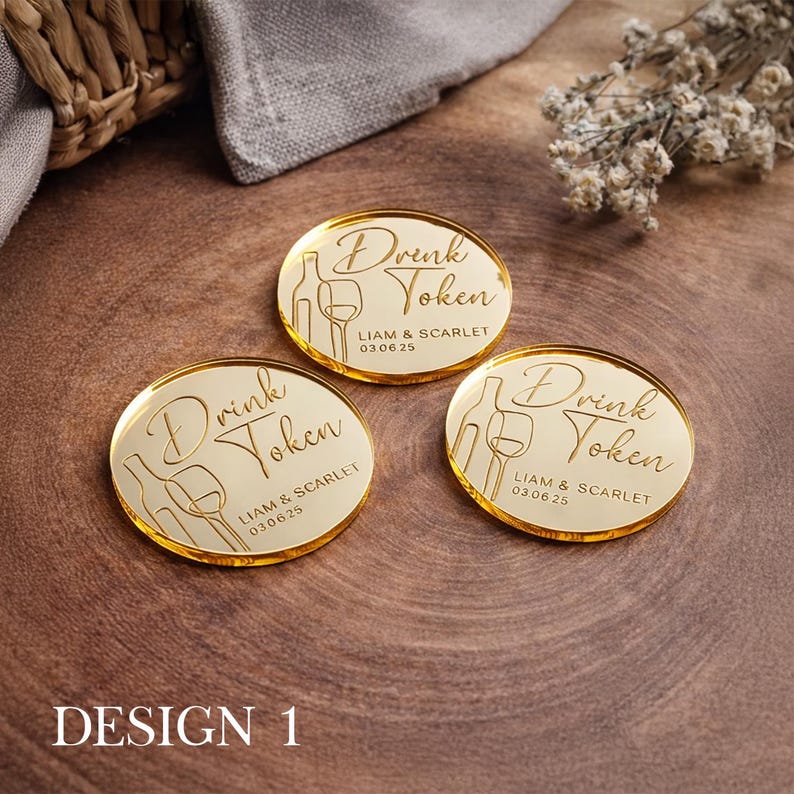 Free Drink Wedding Favour Token for Guests Custom Personalised Bespoke ...