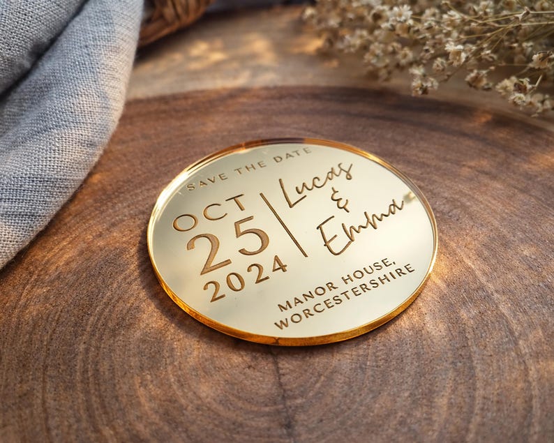Wedding Fridge Reminder Magnet, Round Mirrored Acrylic, Personalised ...