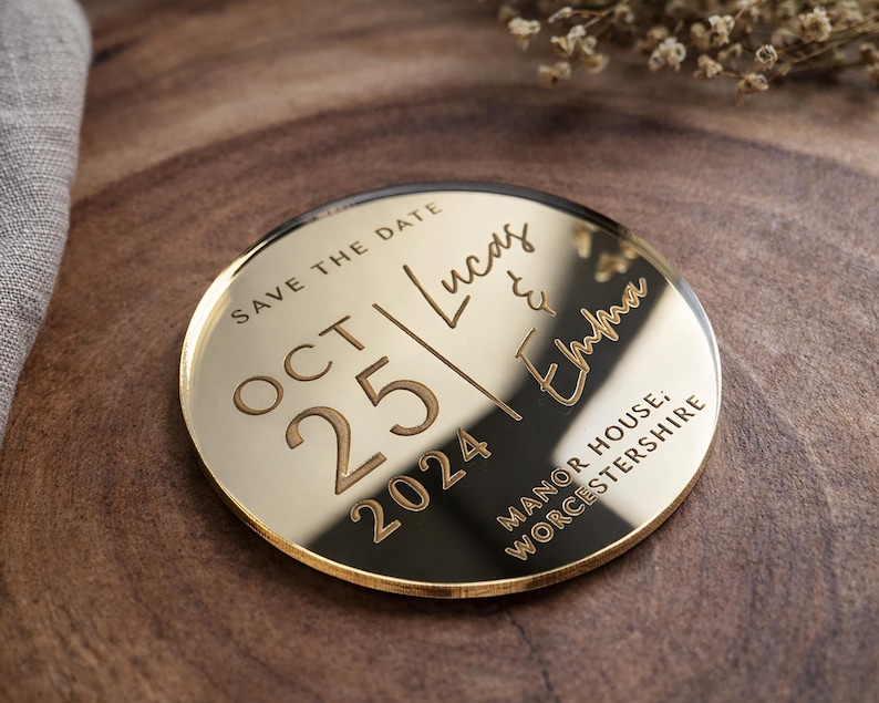 Wedding Fridge Reminder Magnet, Round Mirrored Acrylic, Personalised ...