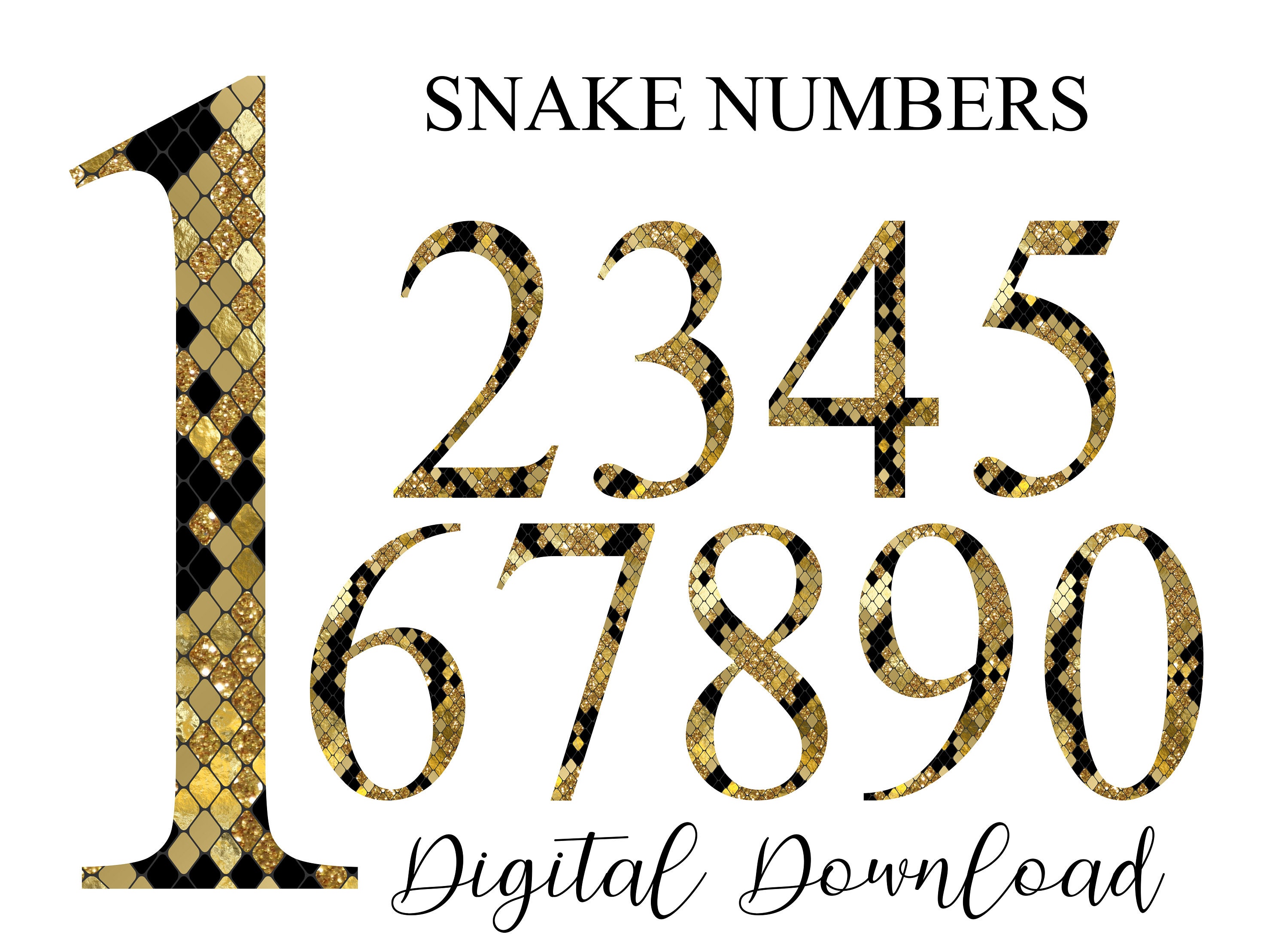 Glitter Snake Number/ Digital Download/ Snakes Pattern/ PNG Format ...