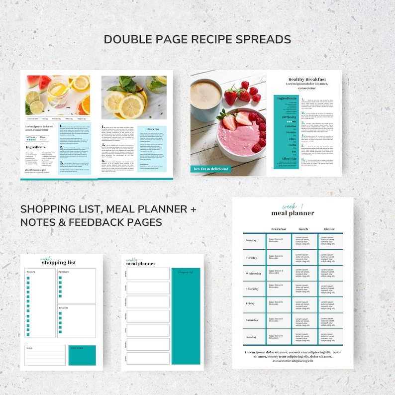 Cookbook Template | Healthy Eating Design | Meal Planner Template ...
