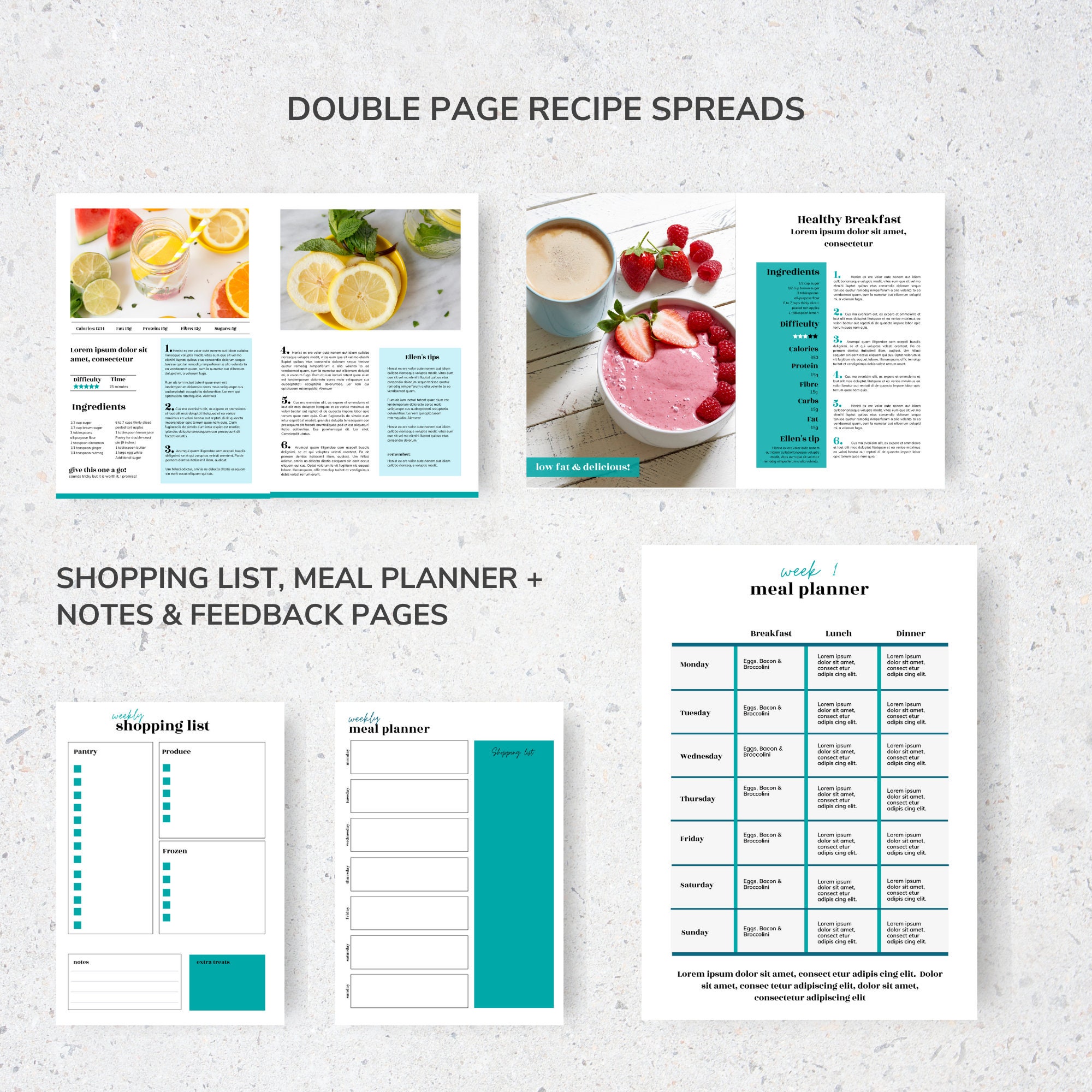 Cookbook Template | Healthy Eating Design | Meal Planner Template ...