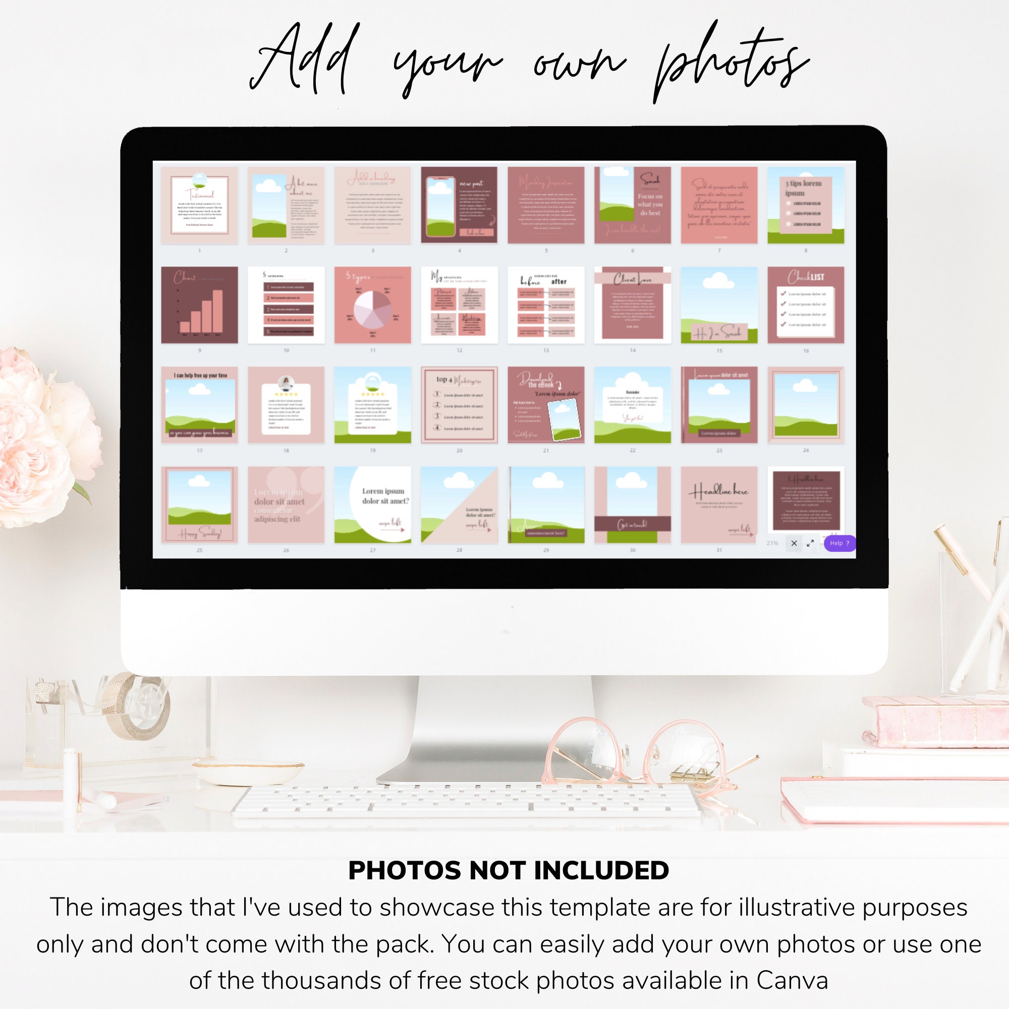 Pink Canva Template Pack Feminine Canva Template Bundle Virtual ...