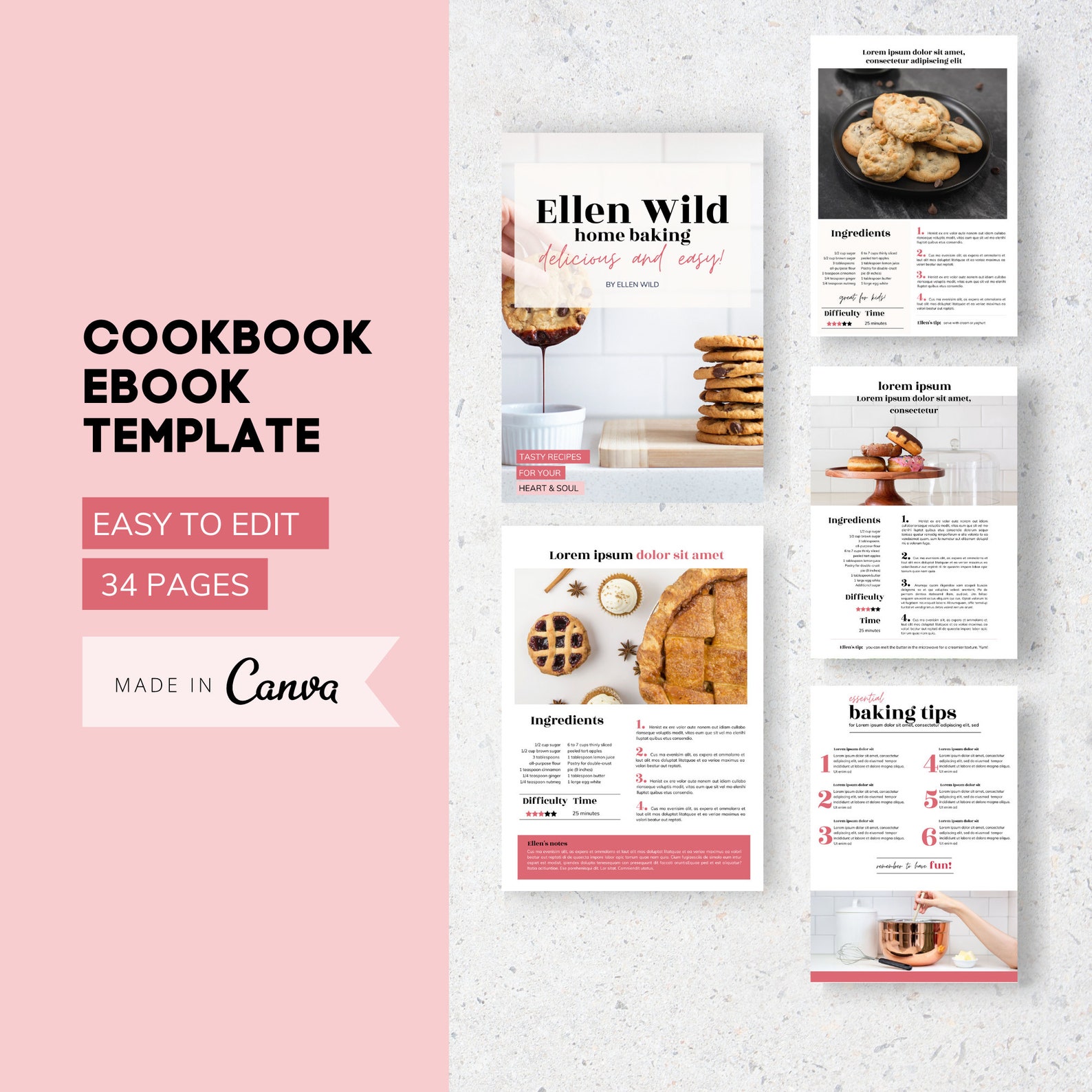 Cookbook Template | Recipe Ebook Template | Blank Cookbook | Family ...