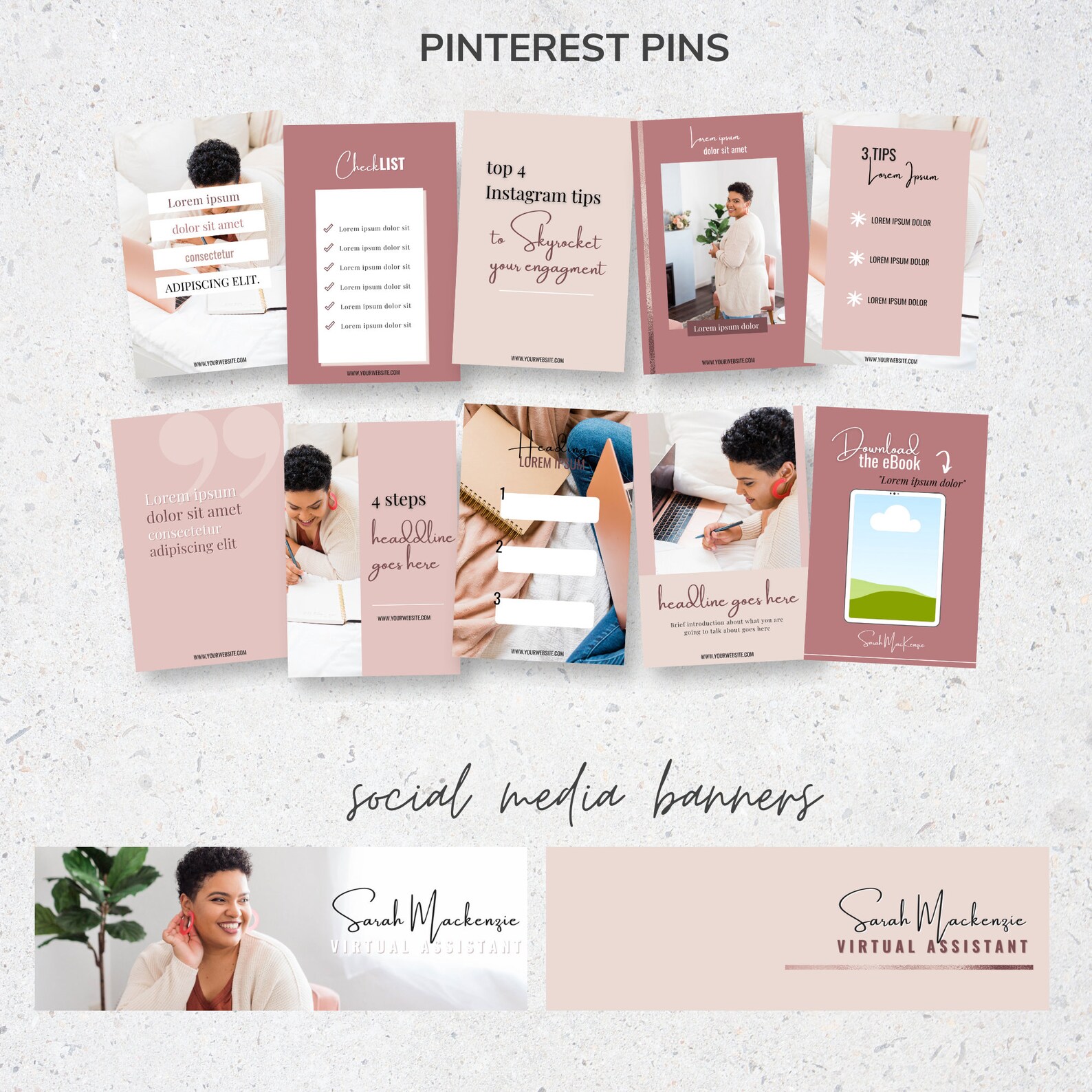 Pink Canva Template Pack Feminine Canva Template Bundle Virtual ...