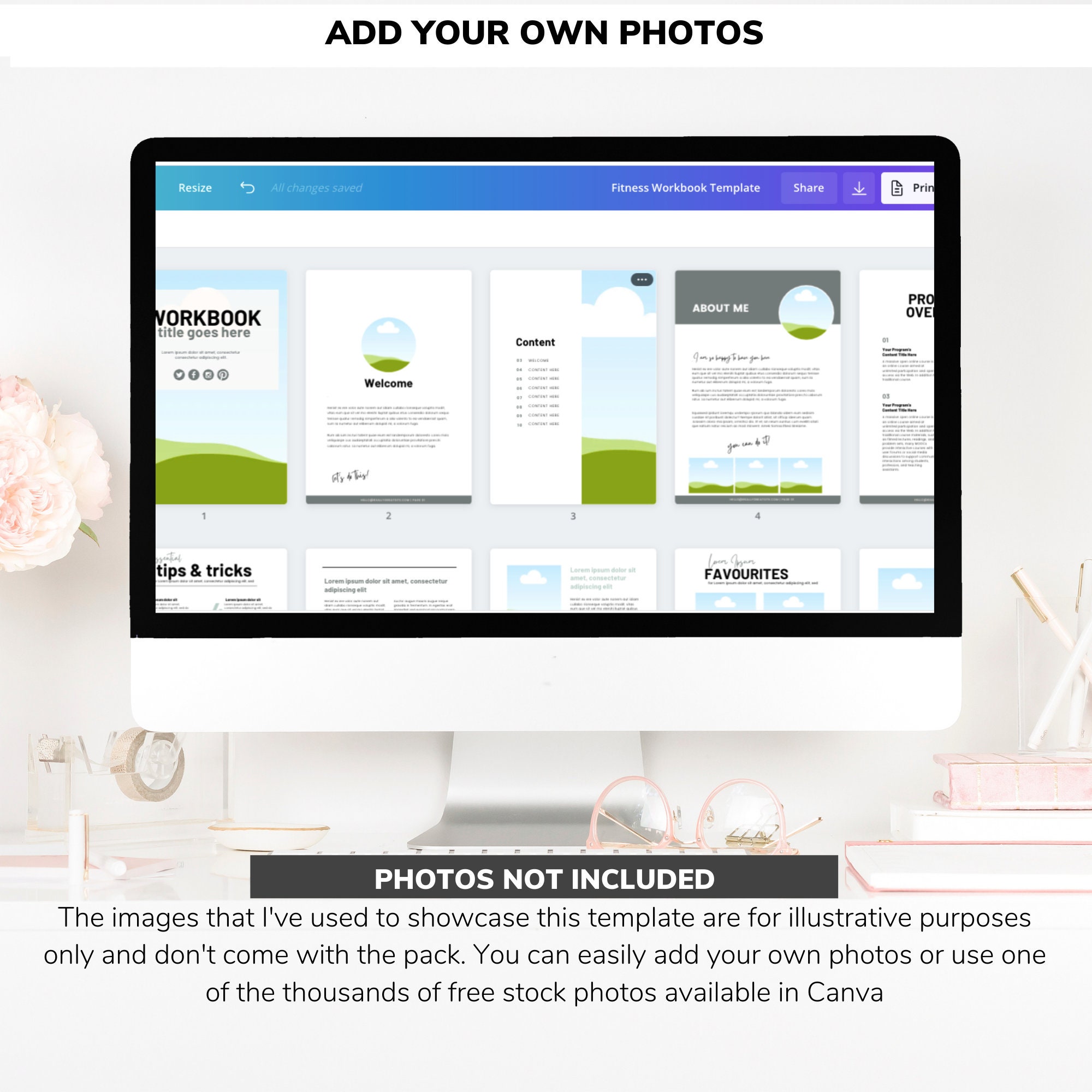 Fitness Workbook Template | Nutrition Workbook Template | 25 Pages ...