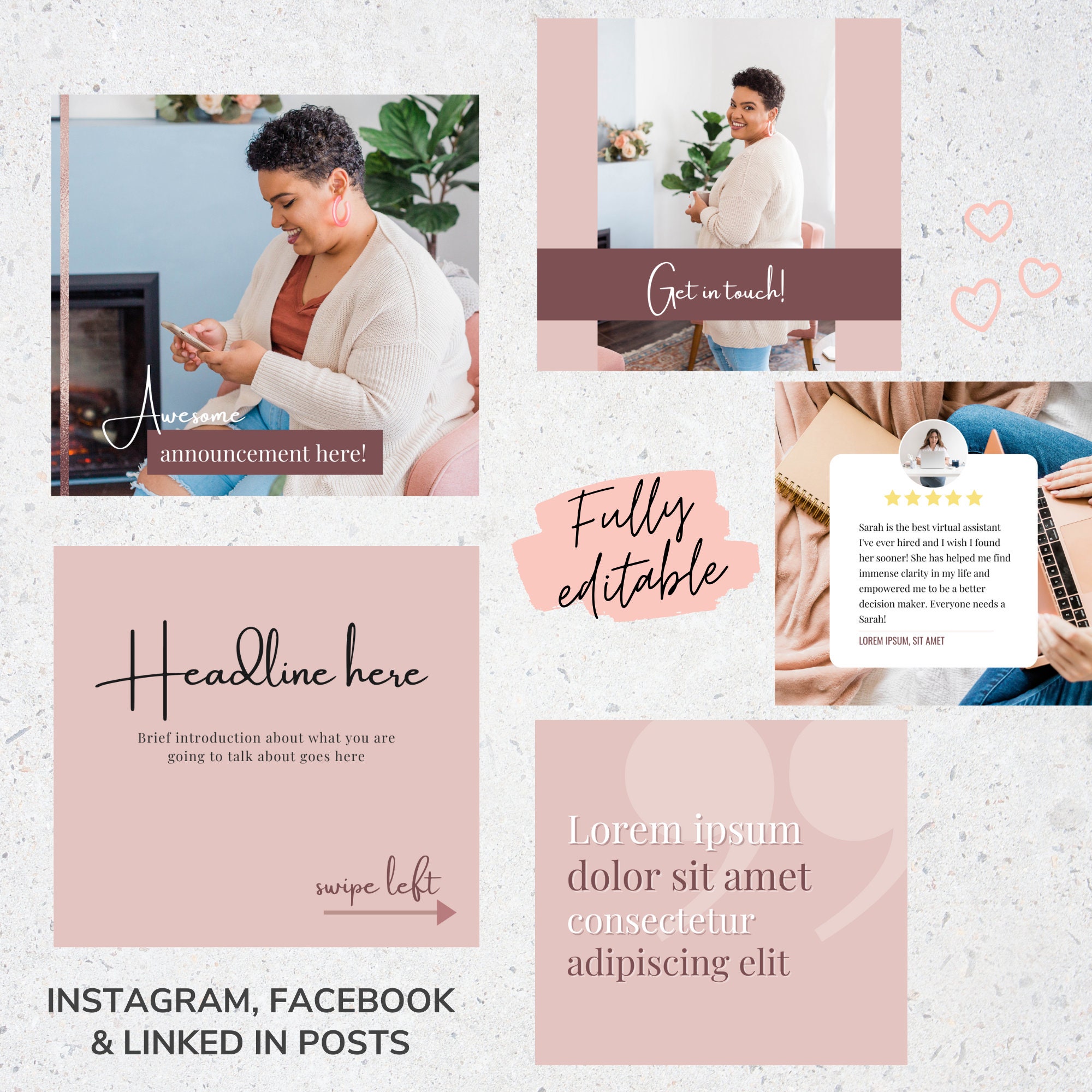Pink Canva Template Pack Feminine Canva Template Bundle Virtual ...