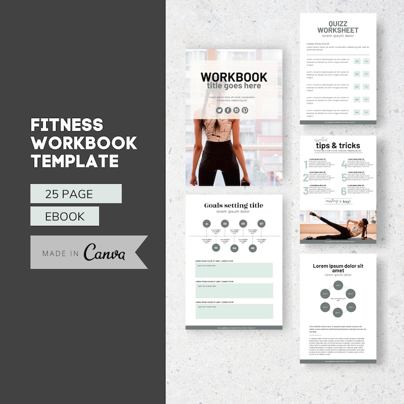 Fitness Workbook Template | Nutrition Workbook Template | 25 Pages ...