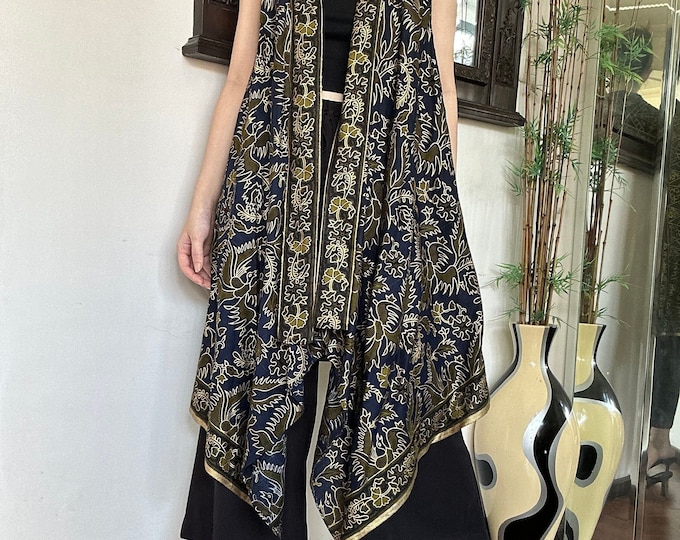 Navy Batik Outer, Bali Ethnic Batik Cardigan, Women’s Modern Batik ...