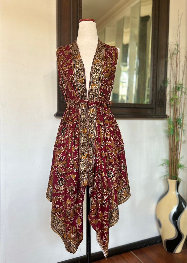 Maroon Batik Outer Womens Modern Batik Vest Batik Cardigan - Etsy