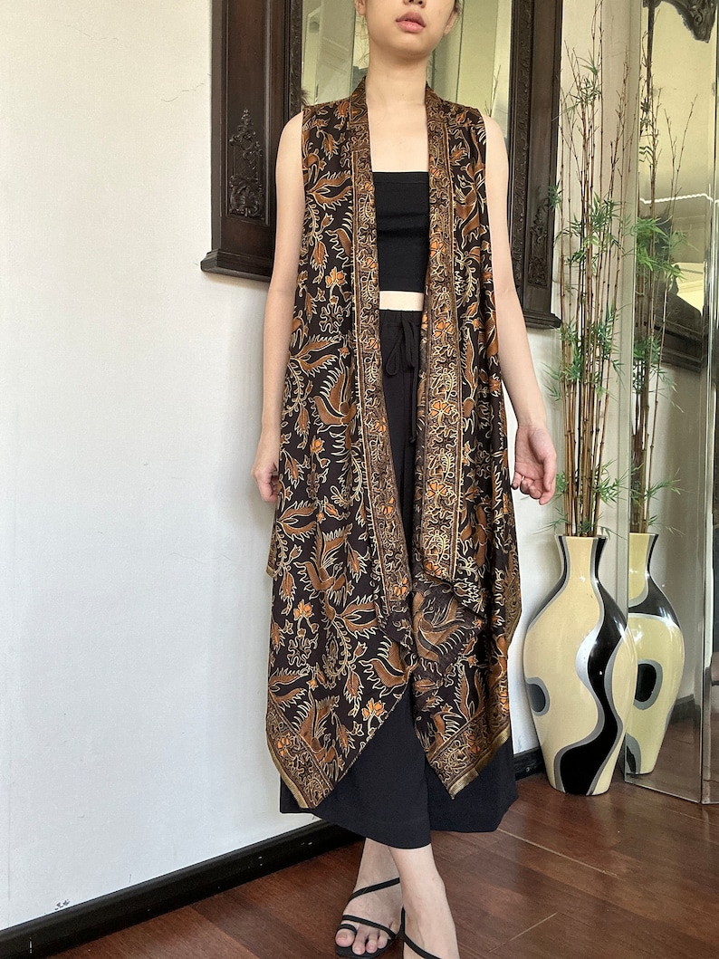 Black Batik Outer, Bali Ethnic Batik Cardigan, Womens Modern Batik ...