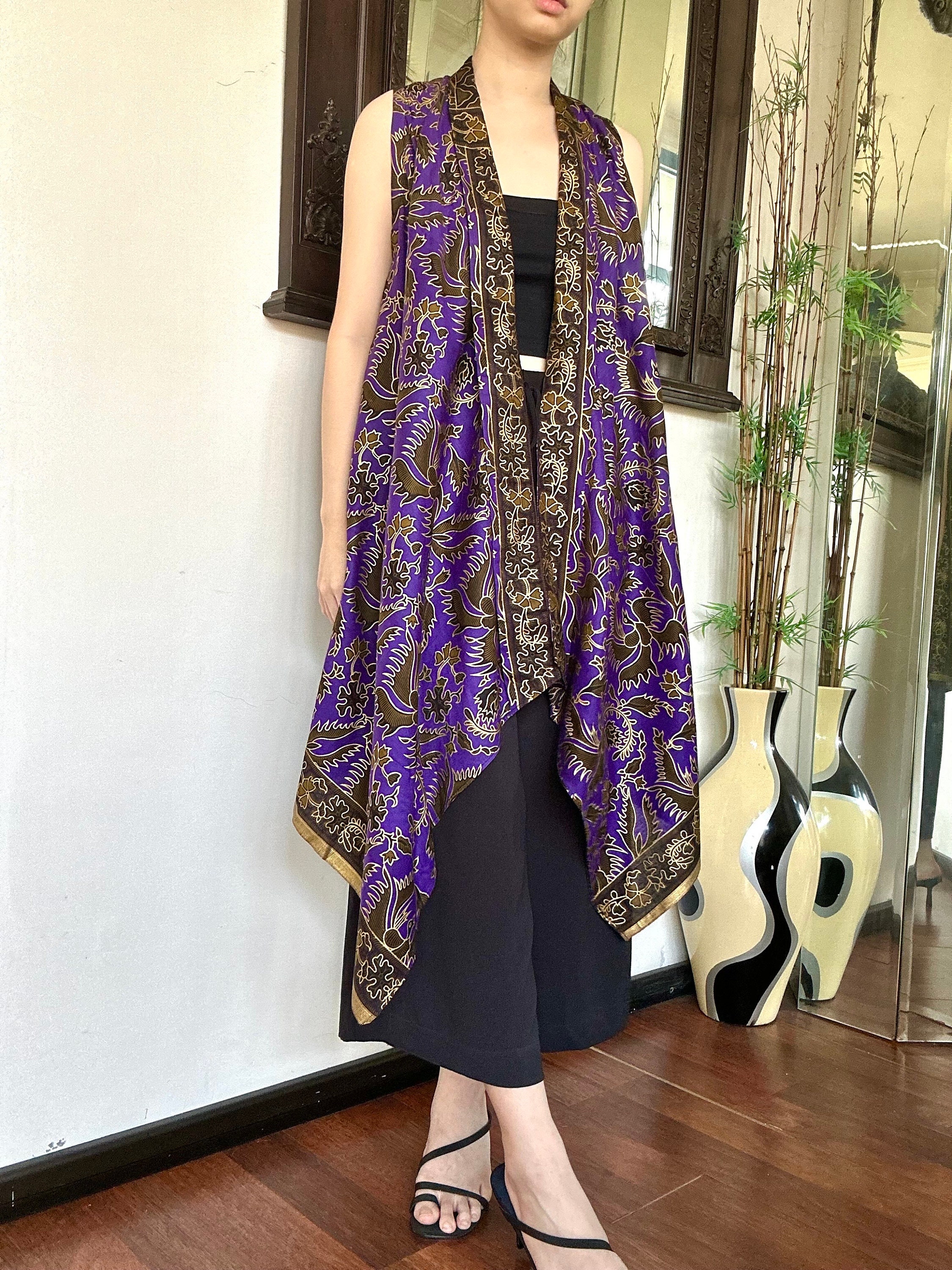 Purple Batik Outer Bali Ethnic Batik Cardigan Womens Modern - Etsy