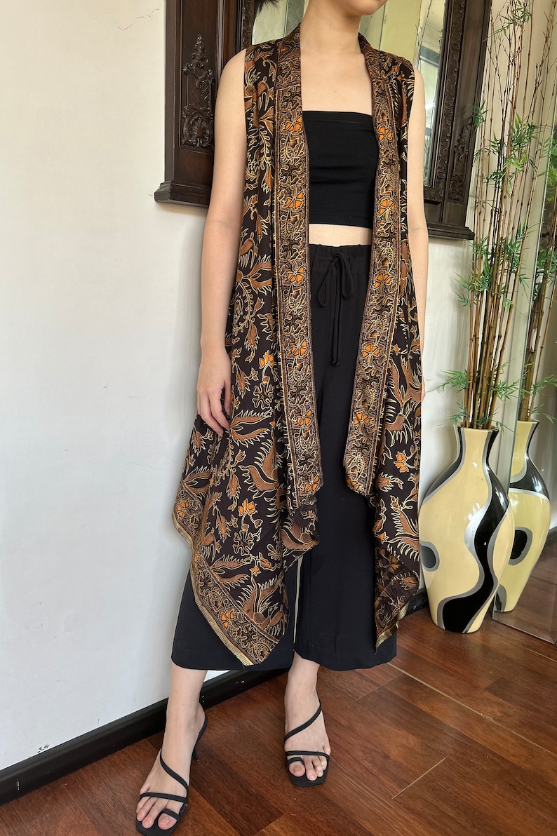 Black Batik Outer, Bali Ethnic Batik Cardigan, Womens Modern Batik ...