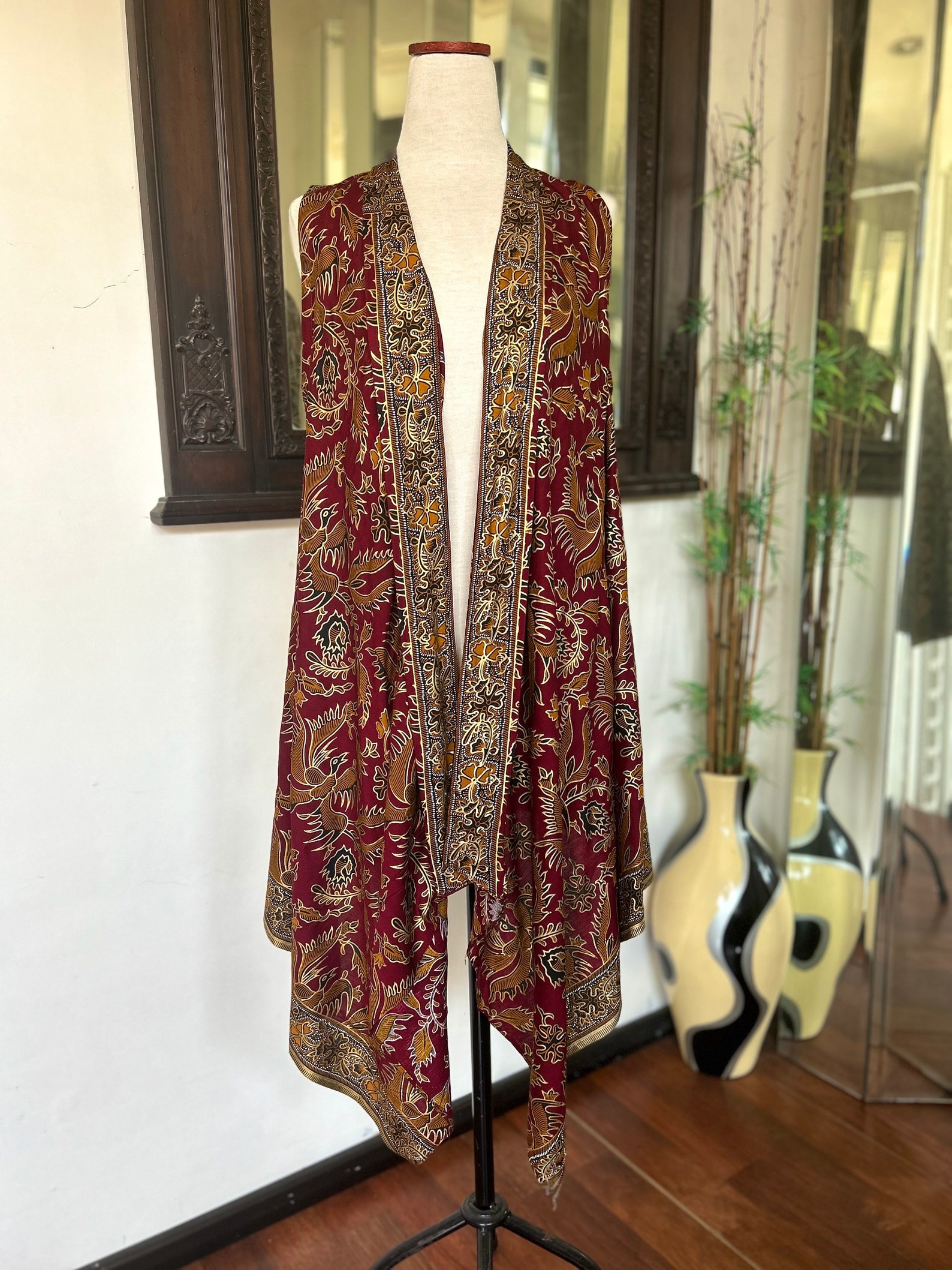 Maroon Batik Outer Womens Modern Batik Vest Batik Cardigan - Etsy
