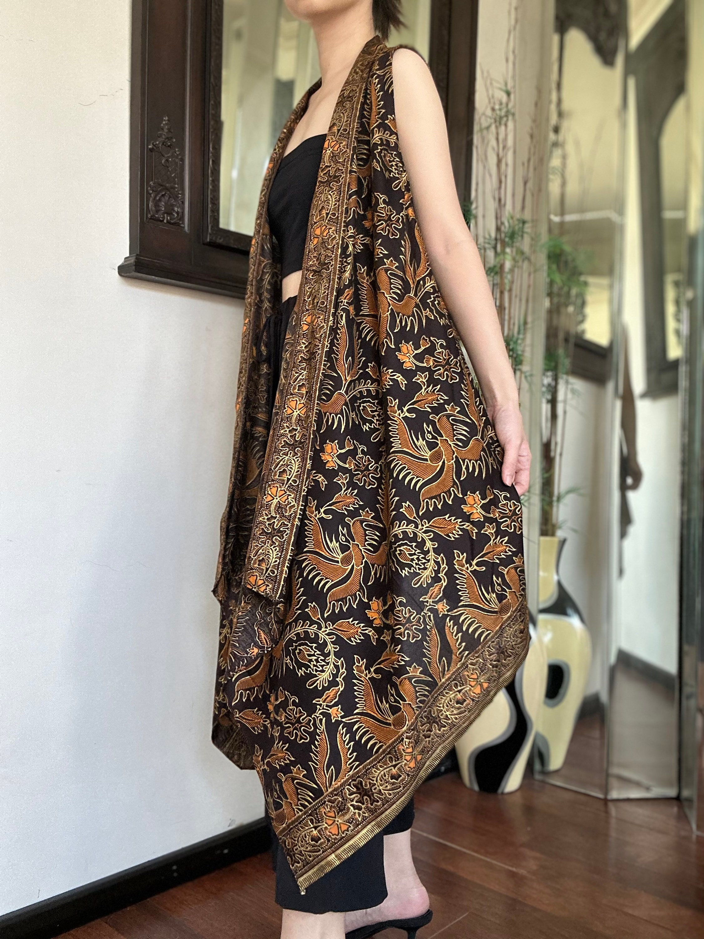 Black Batik Outer, Bali Ethnic Batik Cardigan, Womens Modern Batik ...