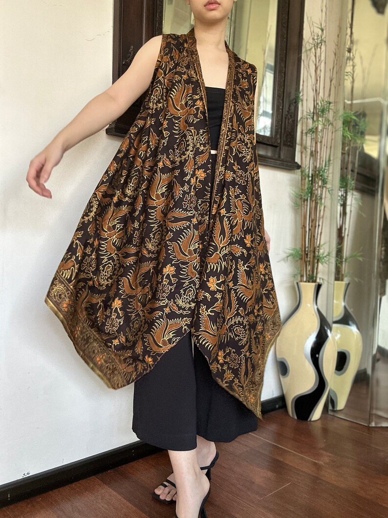 Black Batik Outer, Bali Ethnic Batik Cardigan, Womens Modern Batik ...