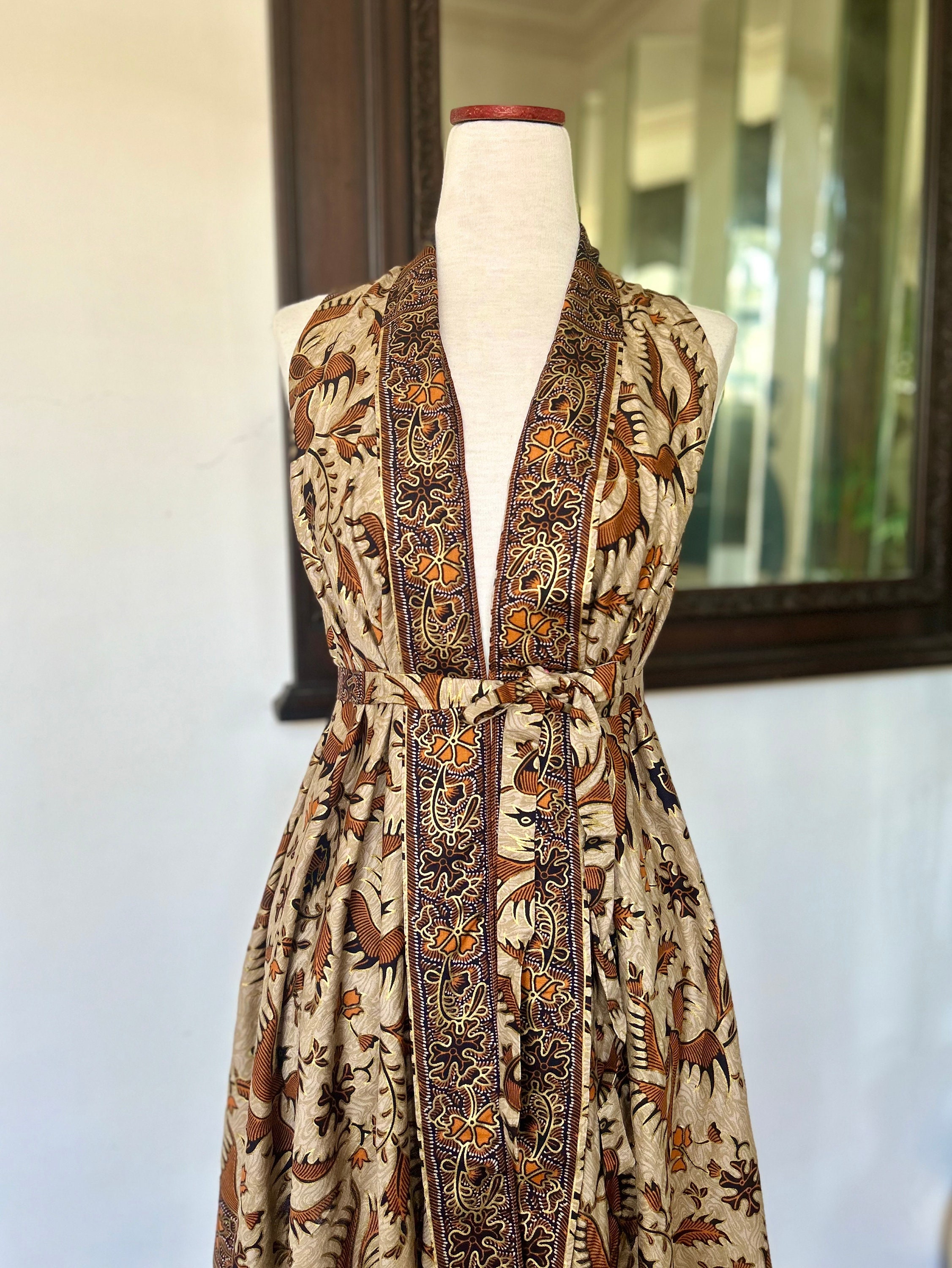 Brown Batik Outer, Modern Batik Vest for Women, Batik Vest, Beach Cover ...