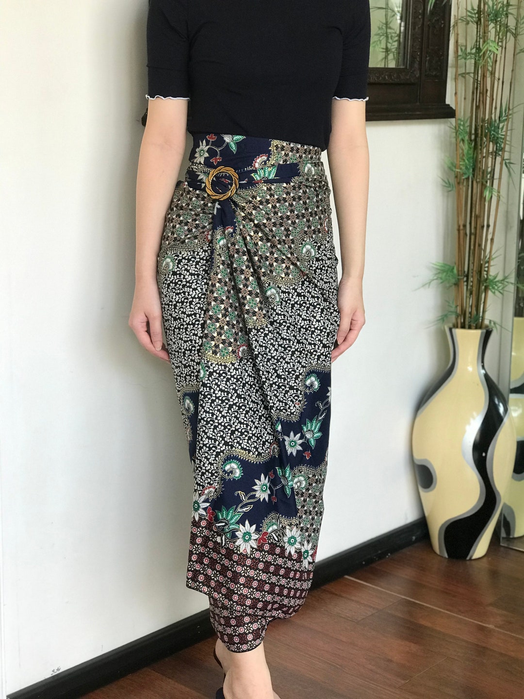 Navy Batik Wrap Skirt, Bali Beach Skirt, Becah Cover Ups - Etsy