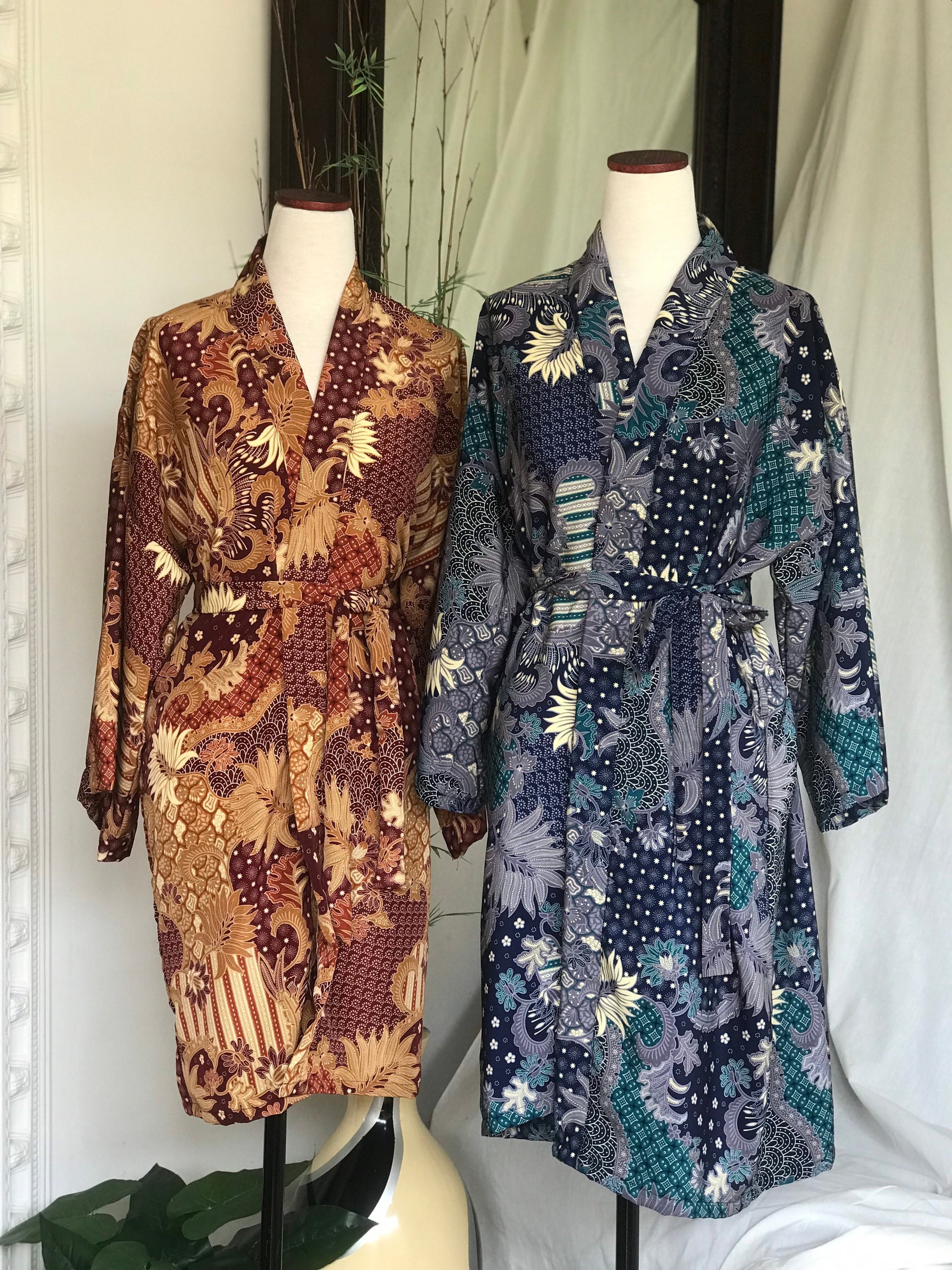 Luxury Silk Batik Kimono Indonesian Batik Short Robes Beach - Etsy