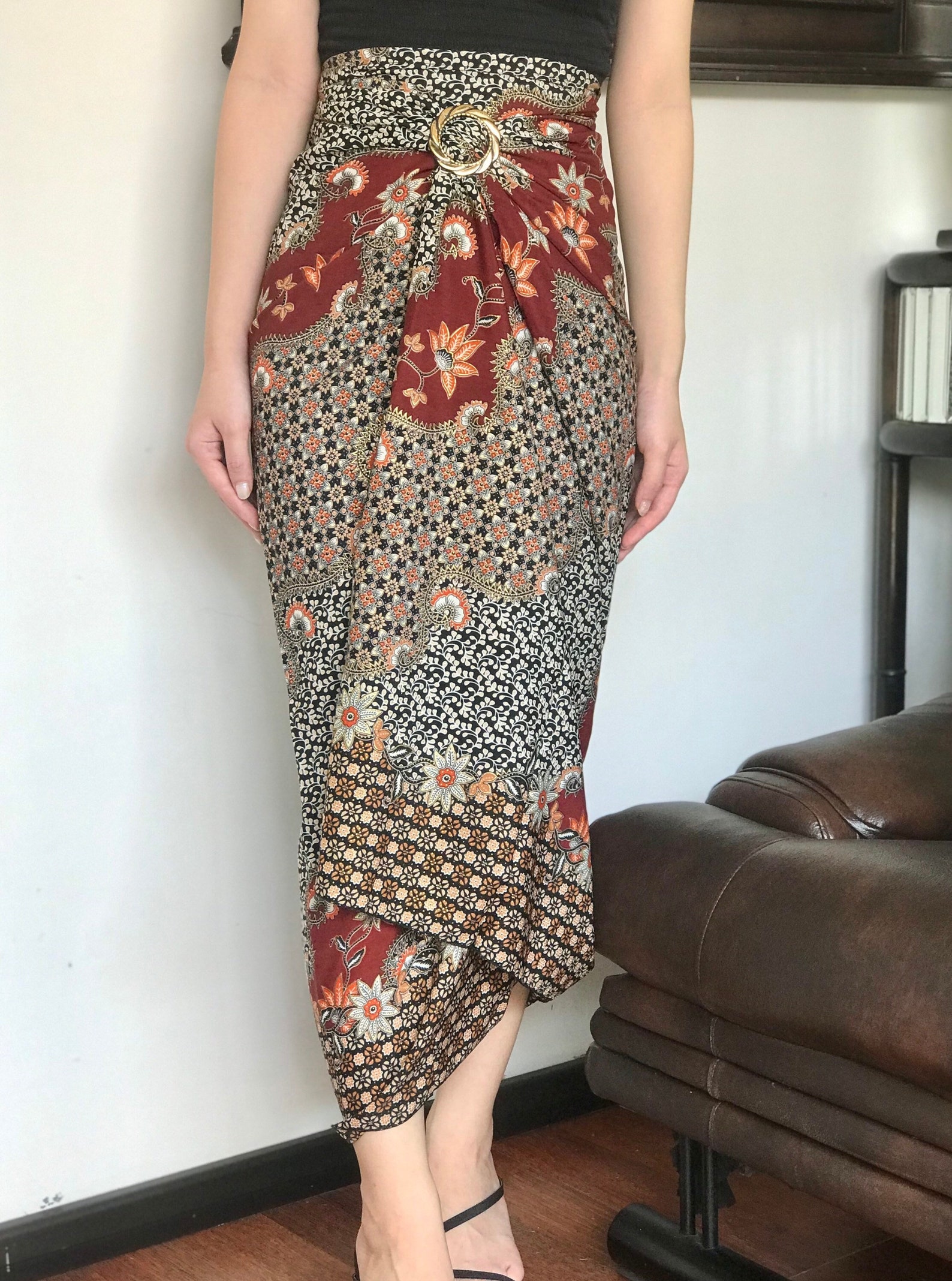 Maroon Batik Wrap Skirt, Bali Beach Skirt, Becah Cover Ups - Etsy