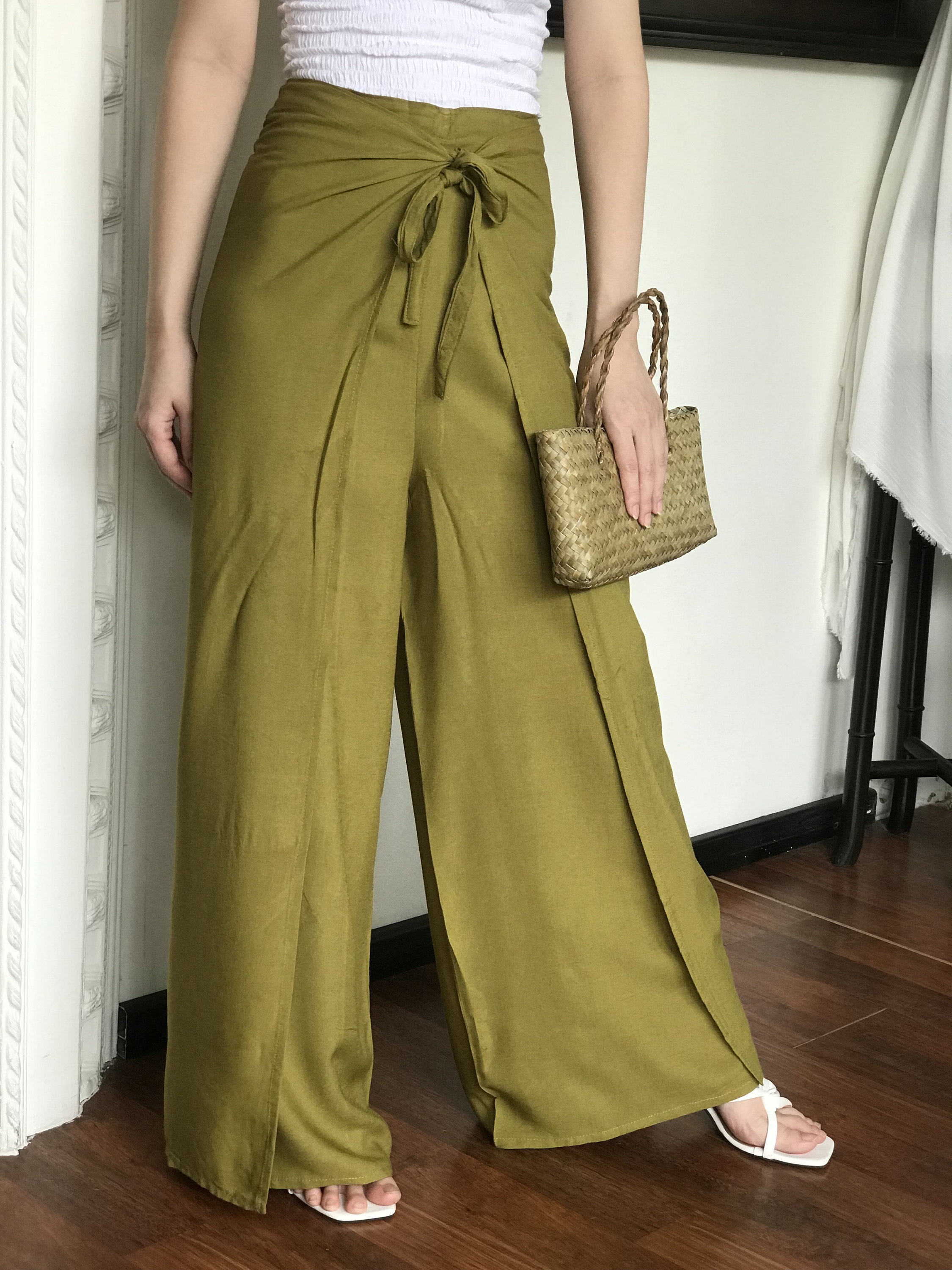 Lime Green Wrap Pants, Bali Beach Pants, Summer Pants, Festival Pants ...