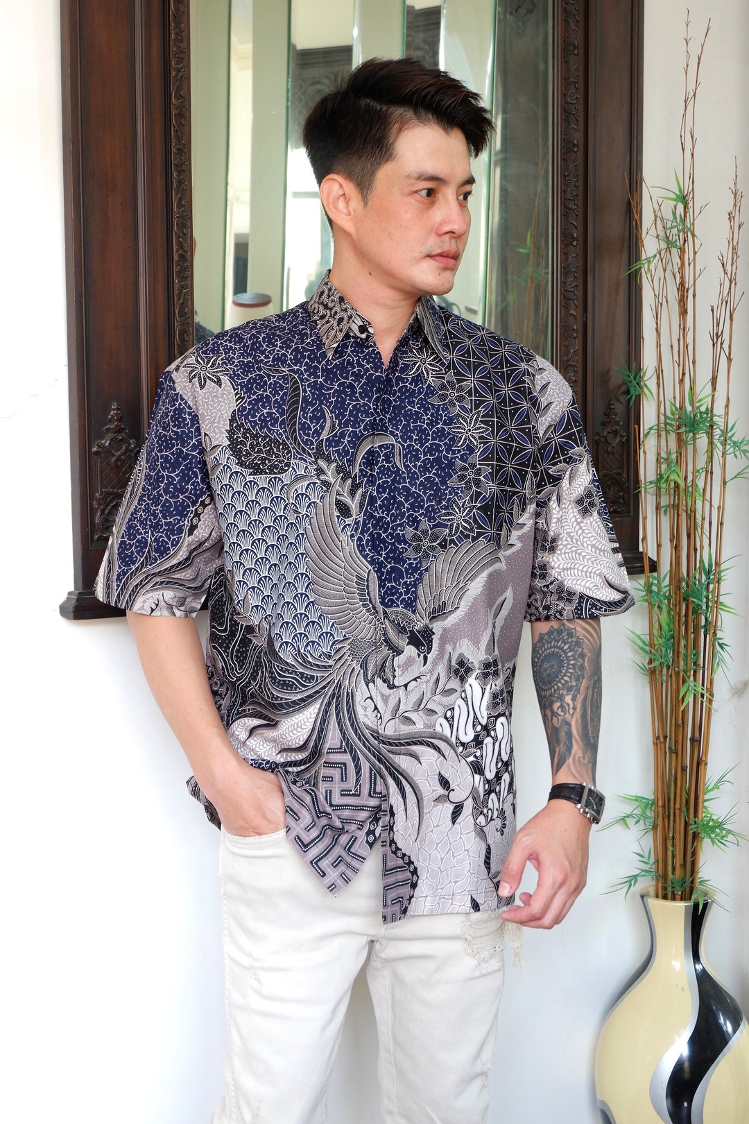 Blue Bird Men Batik Shirt, Premium Batik Shirt, Javanese Batik Cotton ...
