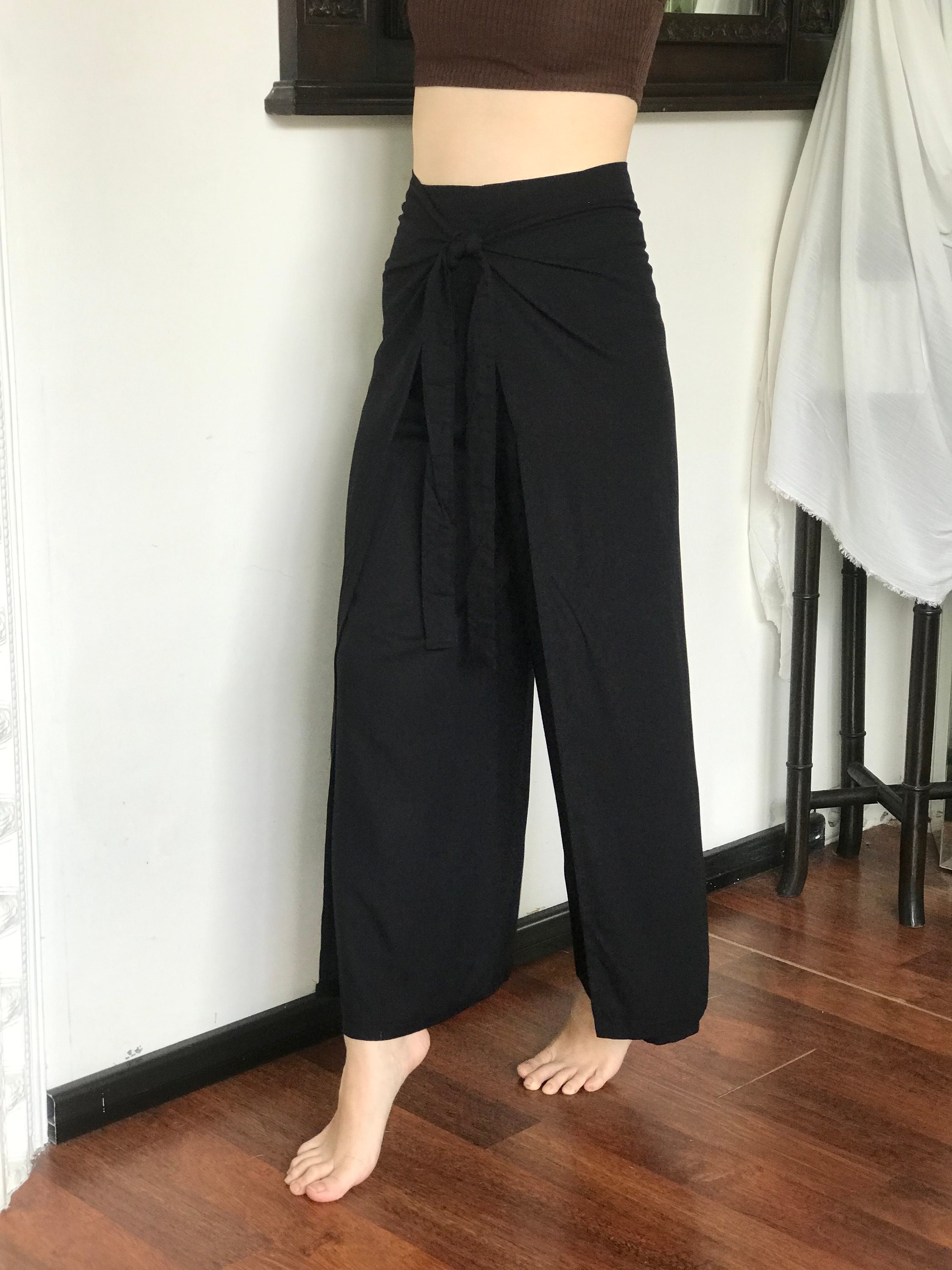 Black Rayon Wrap Pants: Handmade Boho Palazzo Trousers - Etsy