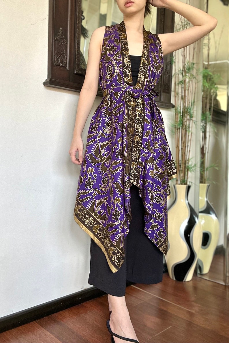 Purple Batik Outer Bali Ethnic Batik Cardigan Womens Modern - Etsy