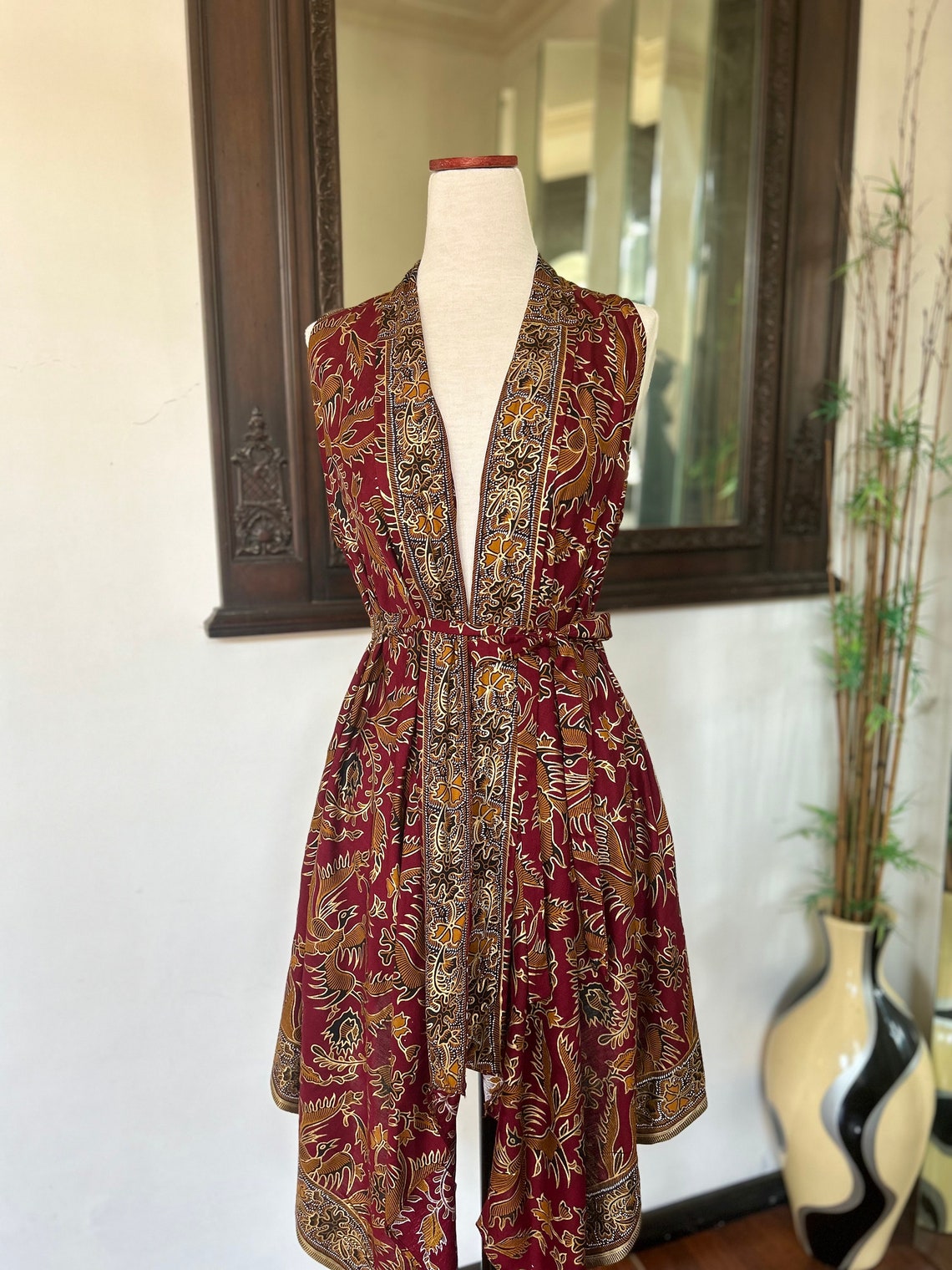 Maroon Batik Outer Womens Modern Batik Vest Batik Cardigan - Etsy