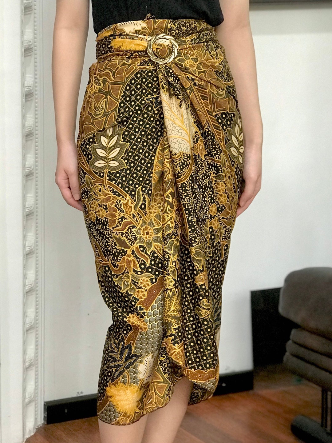 Gold Batik Wrap Skirt Bali Handmade Skirt Sarong for Beach Cover Up - Etsy