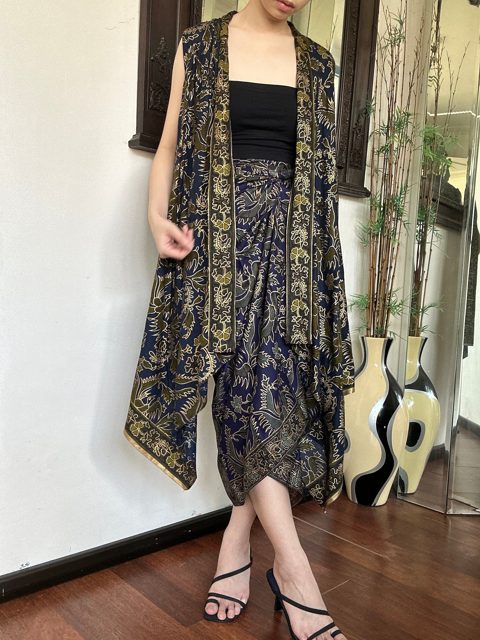 Navy Batik Outer, Bali Ethnic Batik Cardigan, Womens Modern Batik ...
