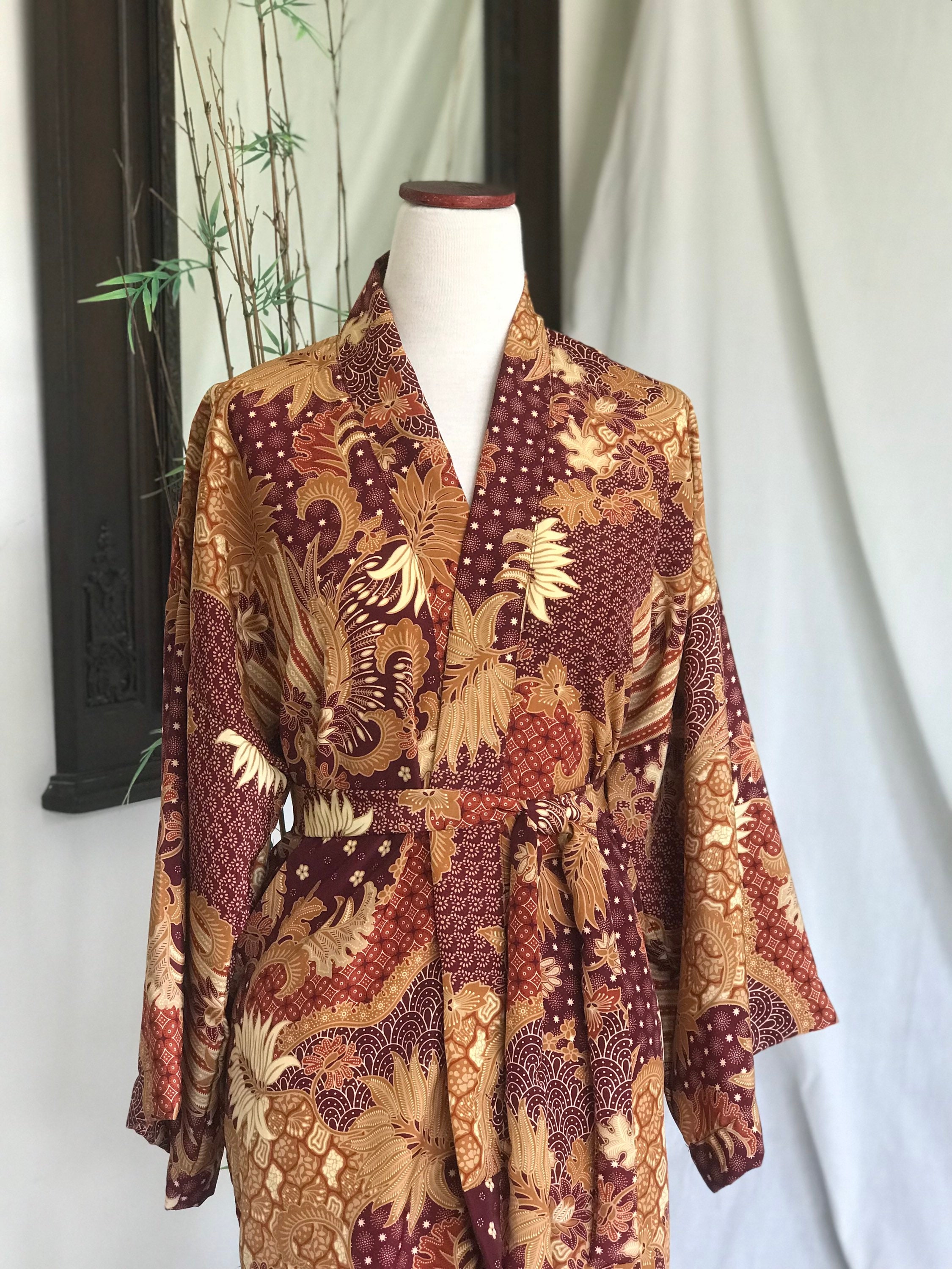 Luxury Silk Batik Kimono Indonesian Batik Short Robes Beach - Etsy